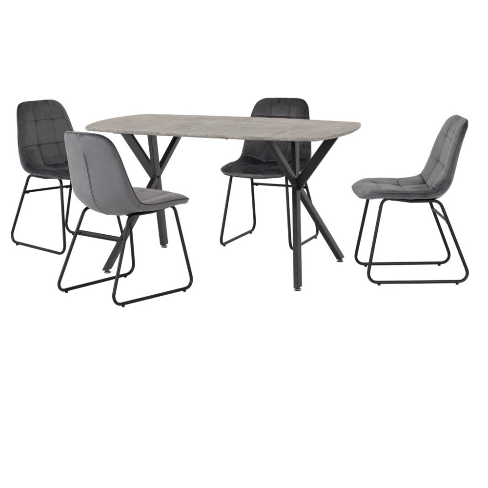 Athens Rectangular Dining Set with Lukas Chairs Concrete Effect ...